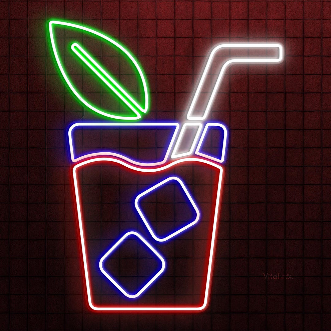 Ice Tea Refreshing LED Light Neon Sign, Juice Bar Kitchen Wall Decor - Etsy