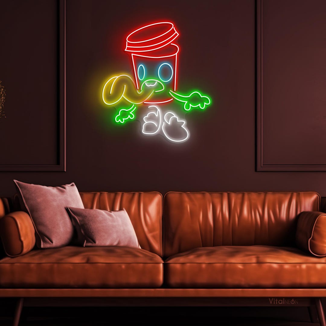 Coffee Cup Emoji Neon Sign – Quirky Decor for Cafe, Bar, Restaurant, or ...