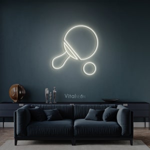 Table Tennis LED Sign, Ping Pong Racket Neon Light, Sports Fan Wall ...