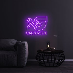 Car Service Neon Sign LED Wall Art Garage Auto Shop Workshop Center ...