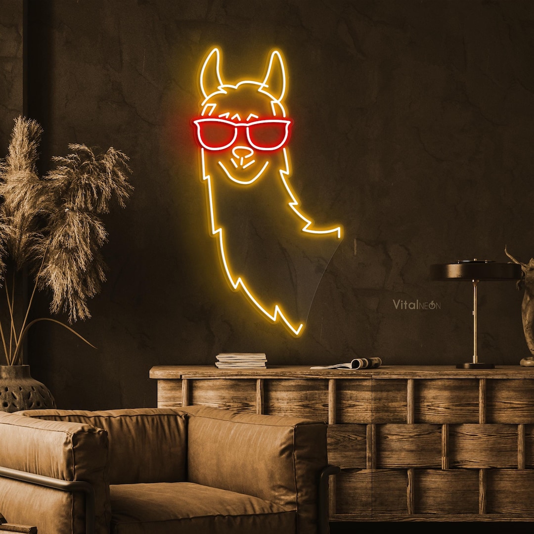 Llama With Sunglasses Neon Sign, Llama With Sunglasses LED Light, Cute ...