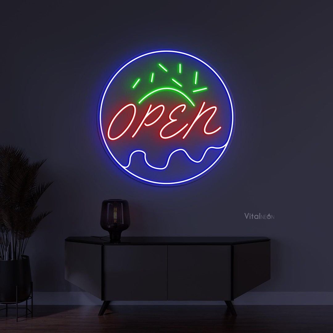 Open Donut Neon Sign, Open Donut LED Light, Donut Wall Decor, Custom ...