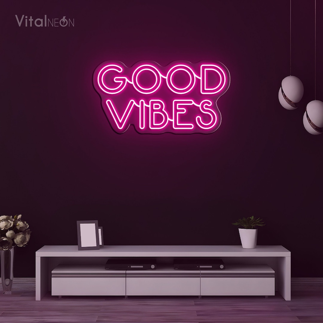 Good Vibes Neon Sign, LED Neon Wall Art for Home, Office, Shop, Neon ...