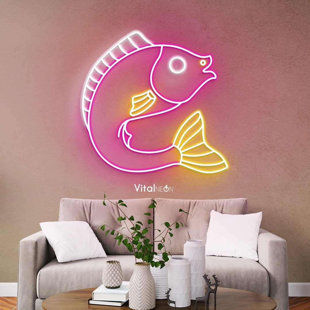 Fish Neon Sign, Fish Wall Art for Fishermen, Fish Neon Light, Fish ...