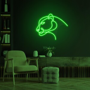 Big Cat Neon Sign, Panther Head LED Light, Panther Head LED Neon Art ...