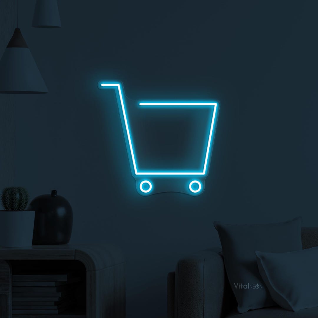 Shopping Cart Neon Sign, Shopping Cart LED Light, Shopping Trolley Wall ...