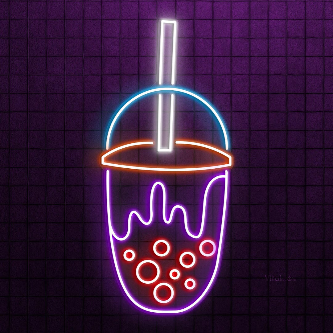 Boba Bubble Tea LED Light Neon Sign, Juice Bar Cafe Home Party Drink ...