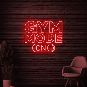 Gym Mode on Neon Sign, Gym Mode on LED Light, Gym Wall Decor, Fitness ...