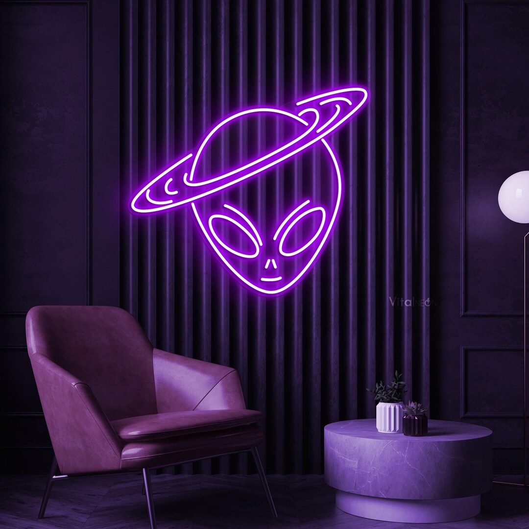 Alien Head Neon Sign, Alien LED Light, Alien Head Sign, Alien With ...