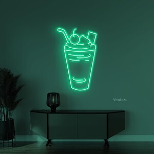 Milkshake Neon Sign, Milkshake LED Light, Sweet Trea Wall Art, Dessert ...