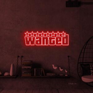 Wanted Neon Sign, Wanted LED Light, Outlaw Wall Decor, Game Room Wall ...