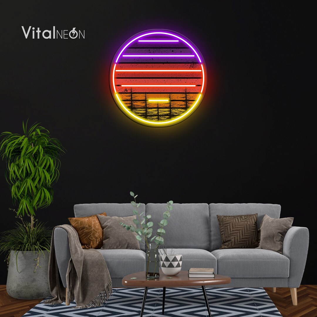 Tropical Sunset LED Neon Sign, Room Lighting, Aesthetic Wall Decor ...