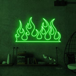 Fire Neon Sign, Fire LED Light, Flames Wall Decor, Led Wall Art, Cafe ...