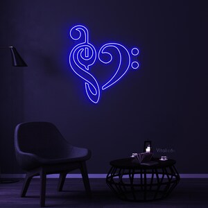 Music Note Neon Sign, Music Note LED Light, Heart Note Wall Art, Music ...