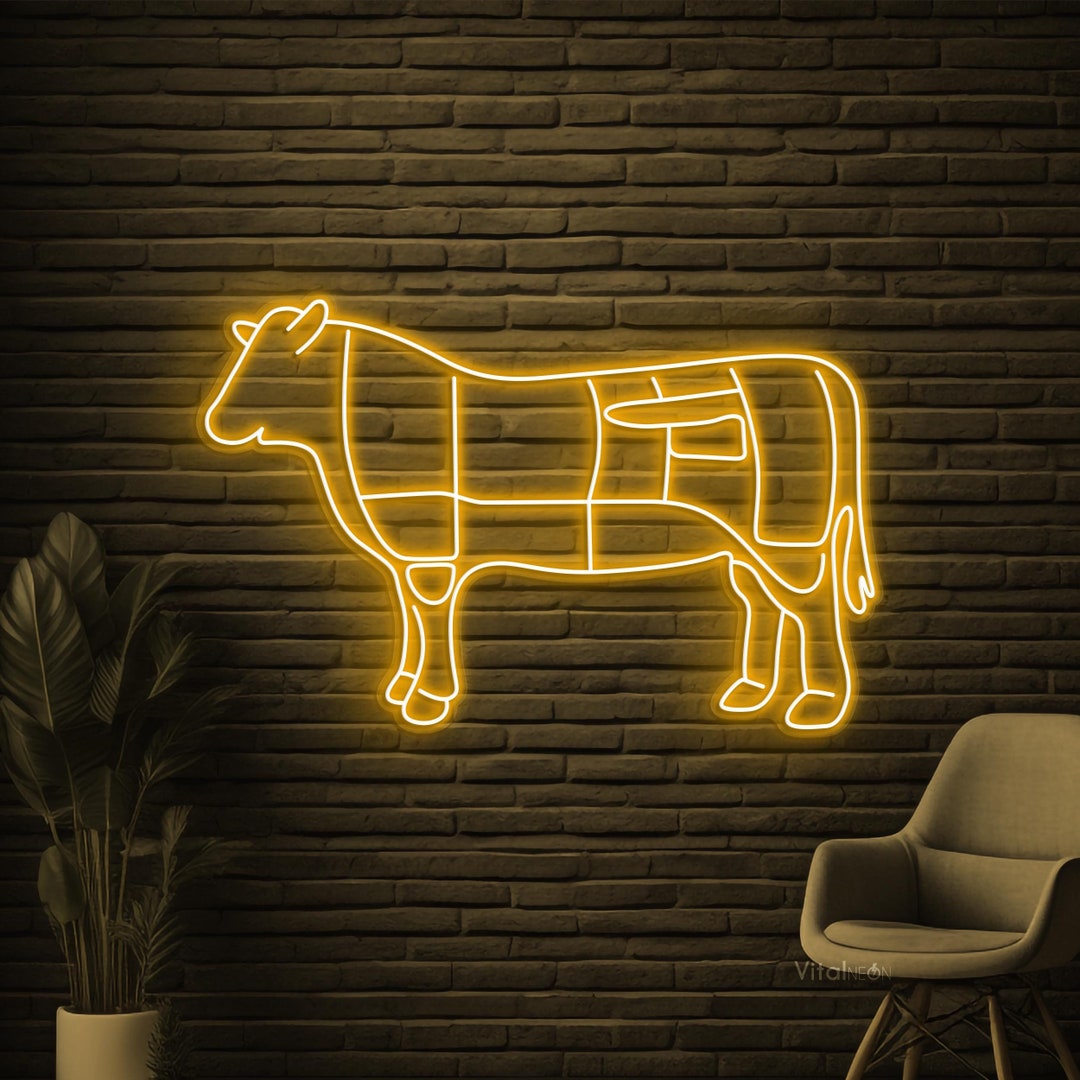Cow Neon Sign, Cow LED Light, Cattle Wall Decor, Cow Cut Wall Art ...
