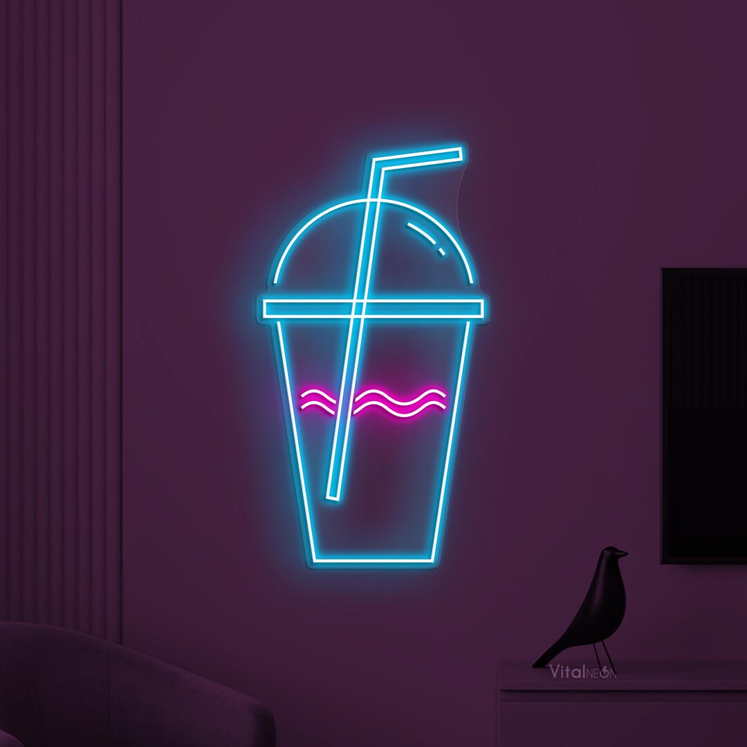 Drink Cup Neon Sign, Drink Coffee LED Light, Coffee Wall Decor, Coffee ...