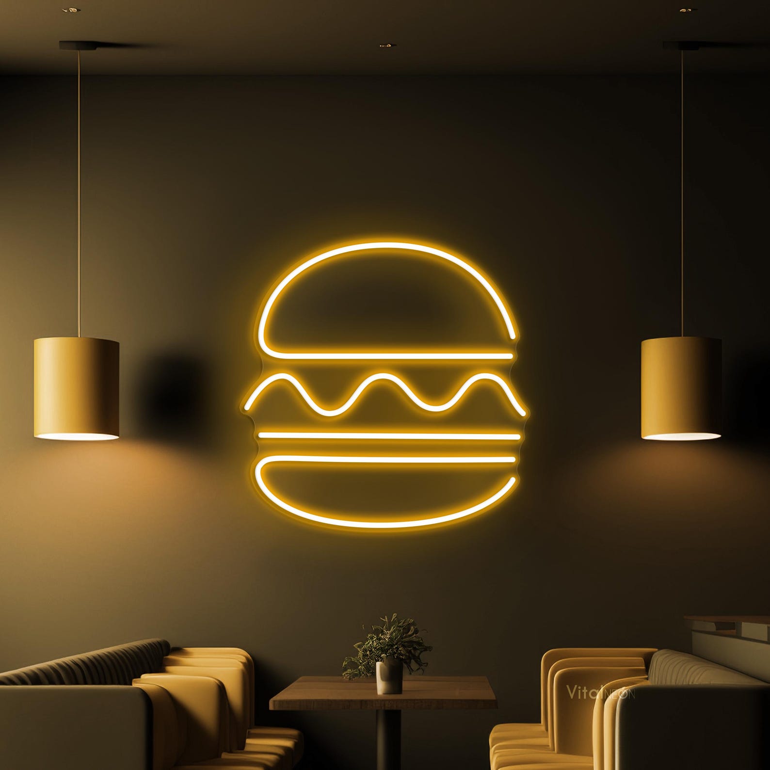 Burger Neon Sign, Burger LED Light, Fast Food Wall Decor, Kitchen Wall ...