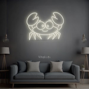 Crab Neon Sign, Crab LED Light, Crab Wall Art Sign, Beach House Decor ...