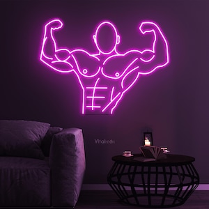 Bodybuilder Neon Sign, Bodybuilder LED Light, Muscle LED Neon Art, Body ...