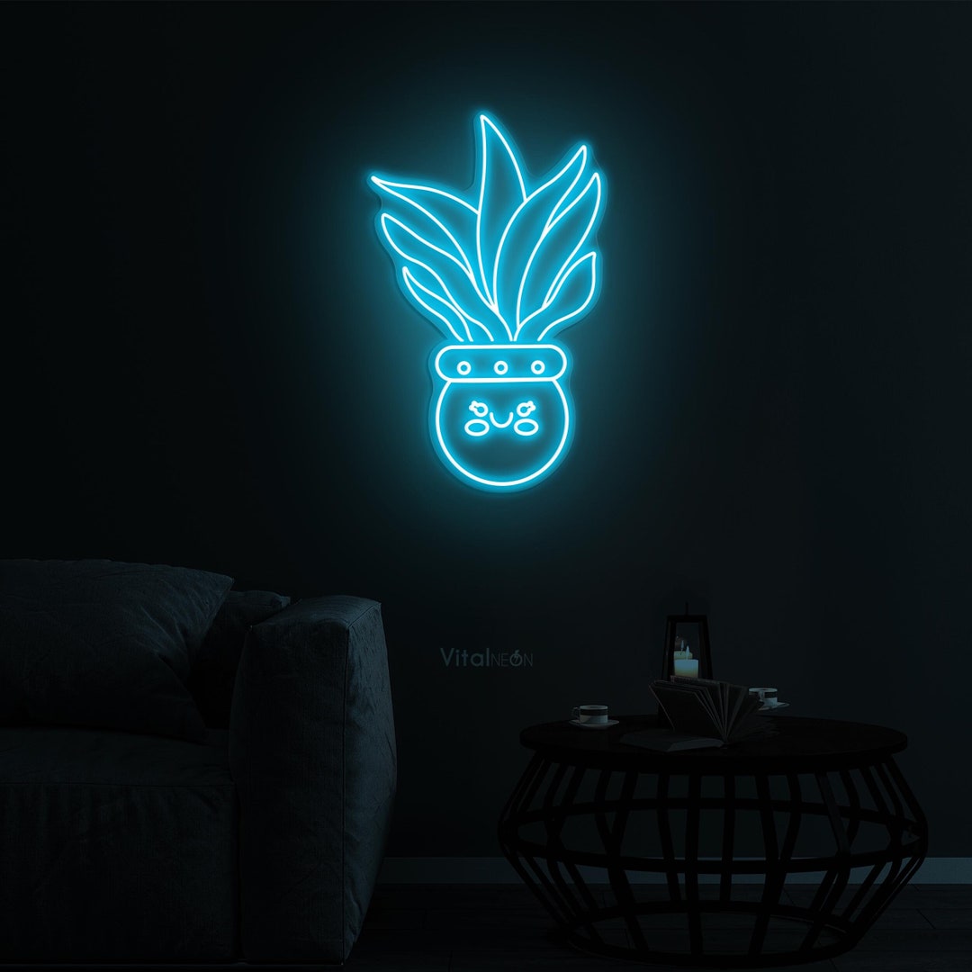 Plant Neon Sign, Plant Neon Light, Plant Wall Art, Plant Pot Neon Sign ...