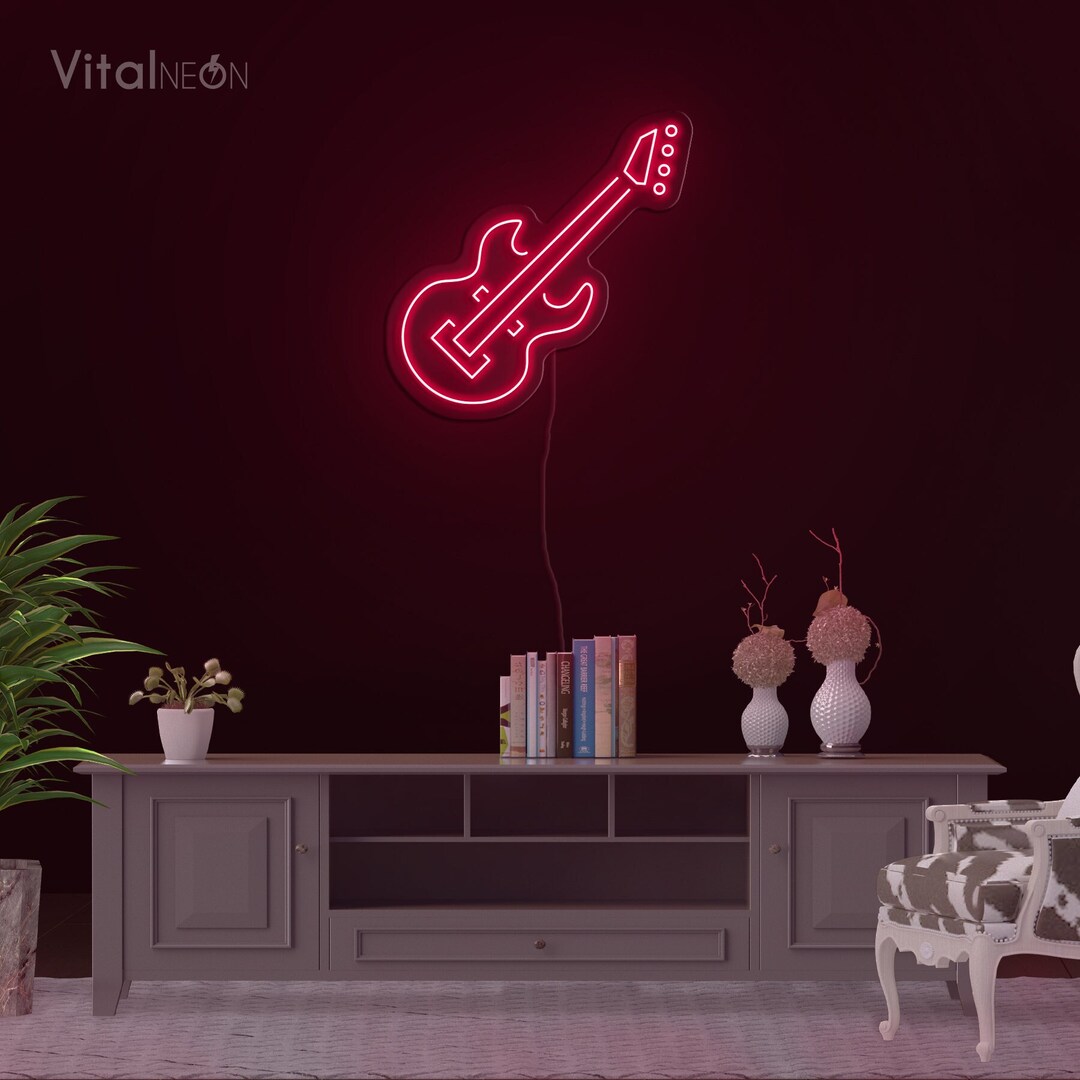 Guitar Neon Signs, LED Lights for Guitar Lovers, Music Neon Signs, Live ...