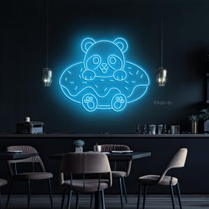 Panda Donut Neon Sign, Panda in Donut LED Light, Cute Panda LED Neon ...