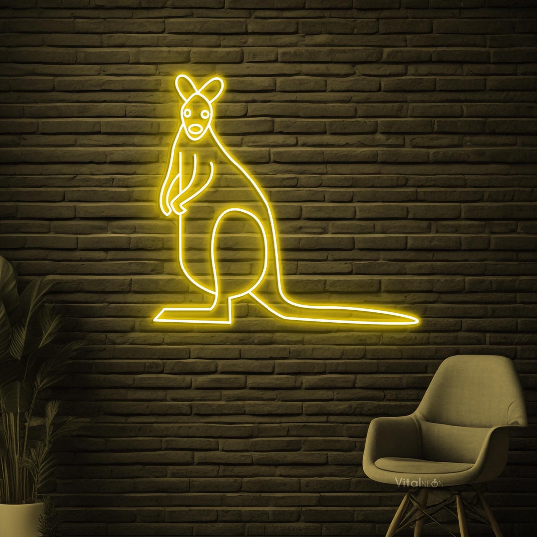 Kangaroo Neon Sign, Kangaroo LED Light, Animal Wall Decor, Home Wall ...