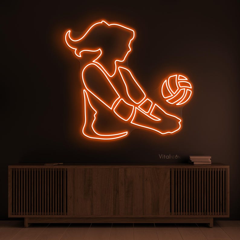 Volleyball Player Neon Sign, Girl Playing Volleyball LED Light ...