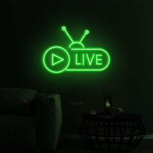 Live Neon Sign, Live LED Light, Live Logo Neon Wall Art, Broadcast Wall ...