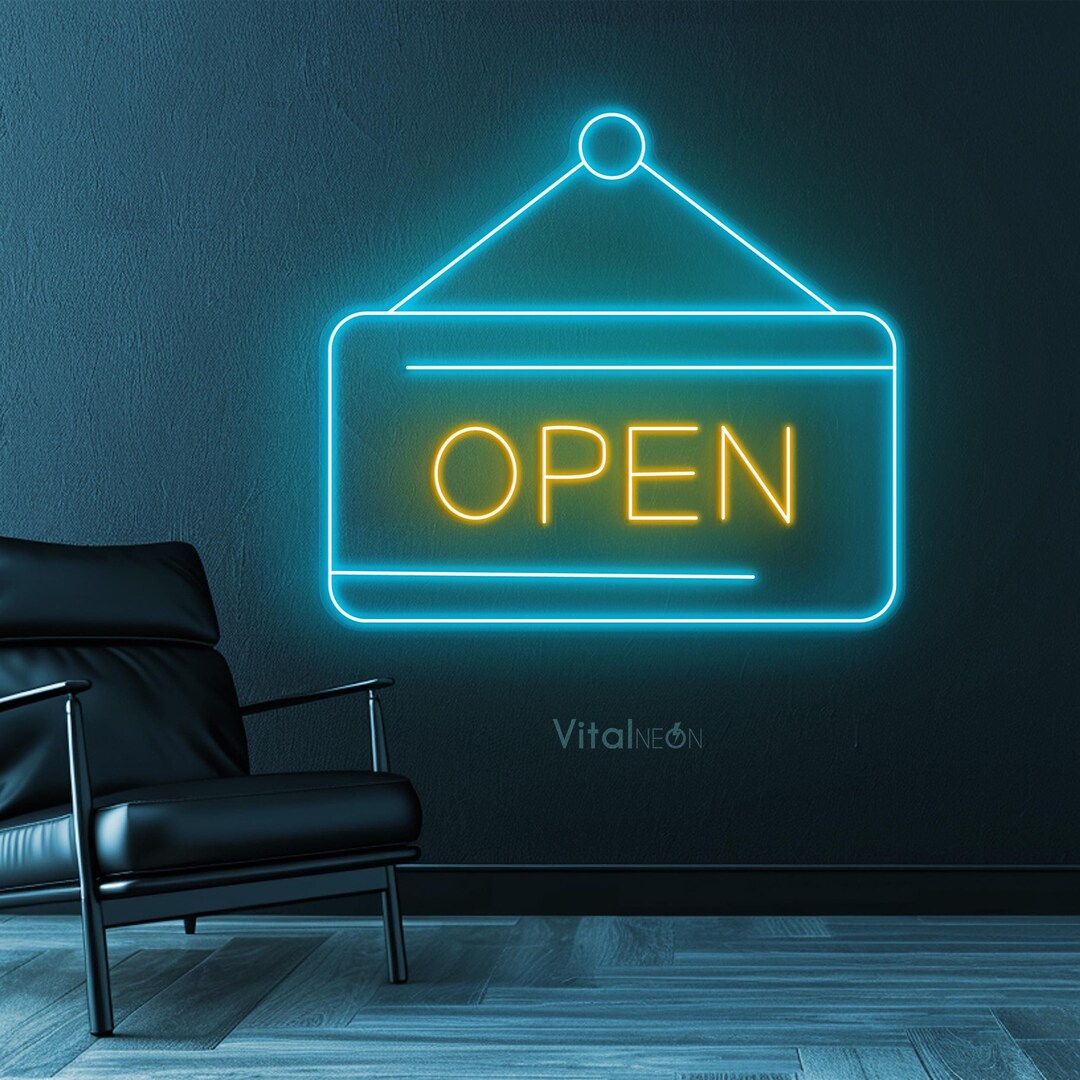 Open Neon Sign, Open Neon LED Light, Hanging Open Sign, Opening Sign ...