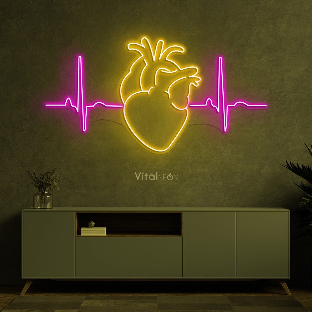 Heartbeat Neon Sign, Heart Pulse Neon Light, LED Heart Art, Heart Neon ...
