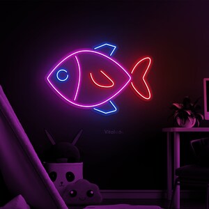 Fish Neon Sign, Fish Neon Light, Fish Wall Art Decor, LED Fish Neon ...