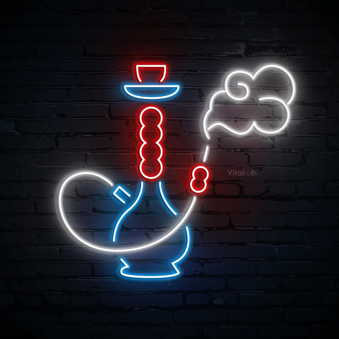 Hookah Neon Sign, Hookah Neon LED Sign, Smoke LED Neon Art, Hookah Wall ...