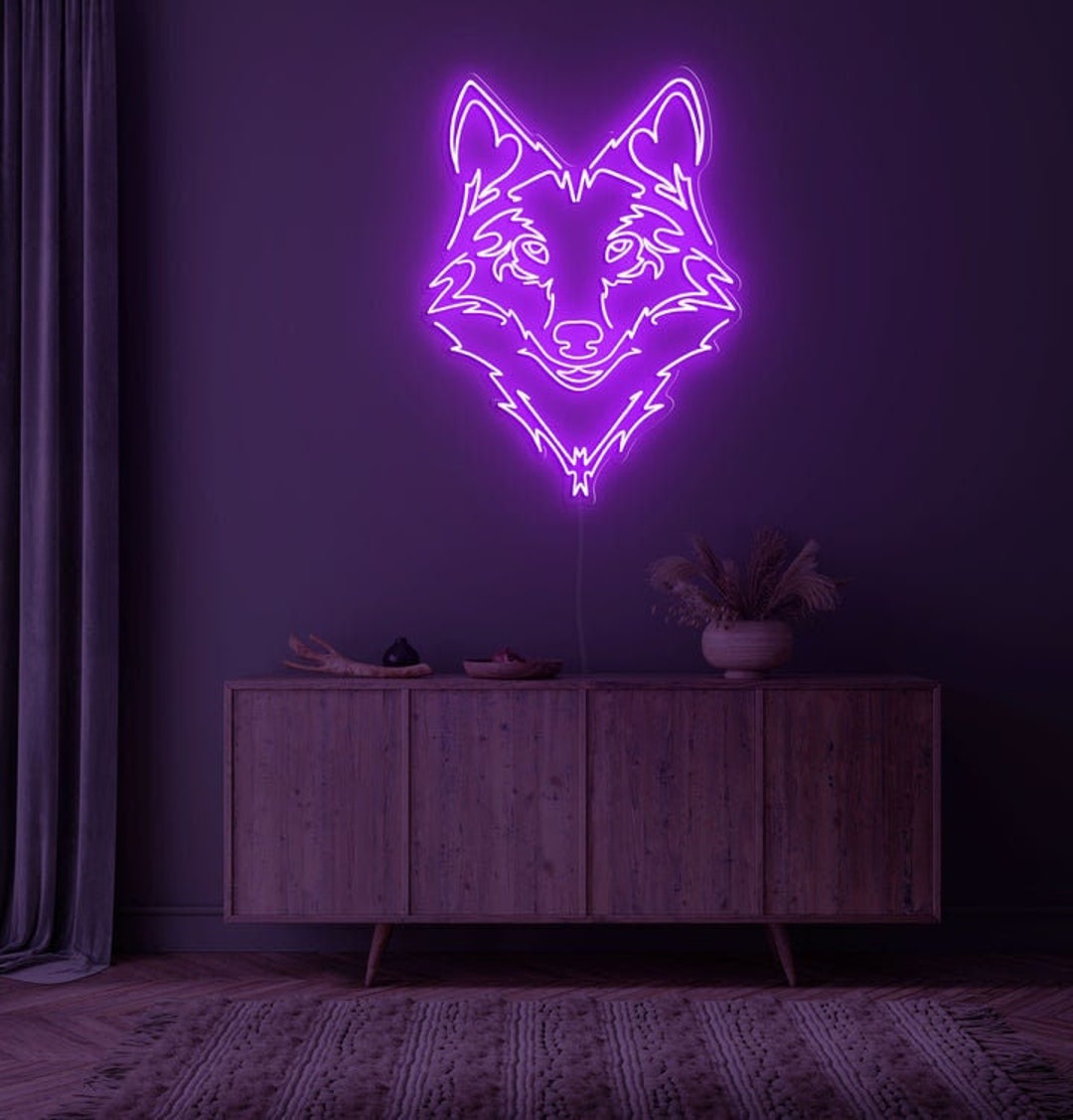 Wolf LED Head Light – Animal Wall Decor, Game Room Neon Art for Wolf ...