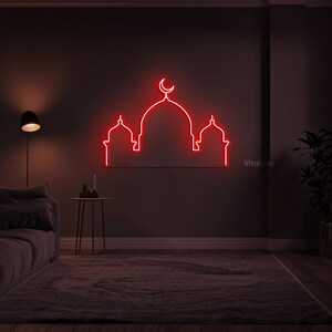 Mosque Neon Sign, Musjid LED Light, Mosque LED Neon Art, Ramadan Neon ...
