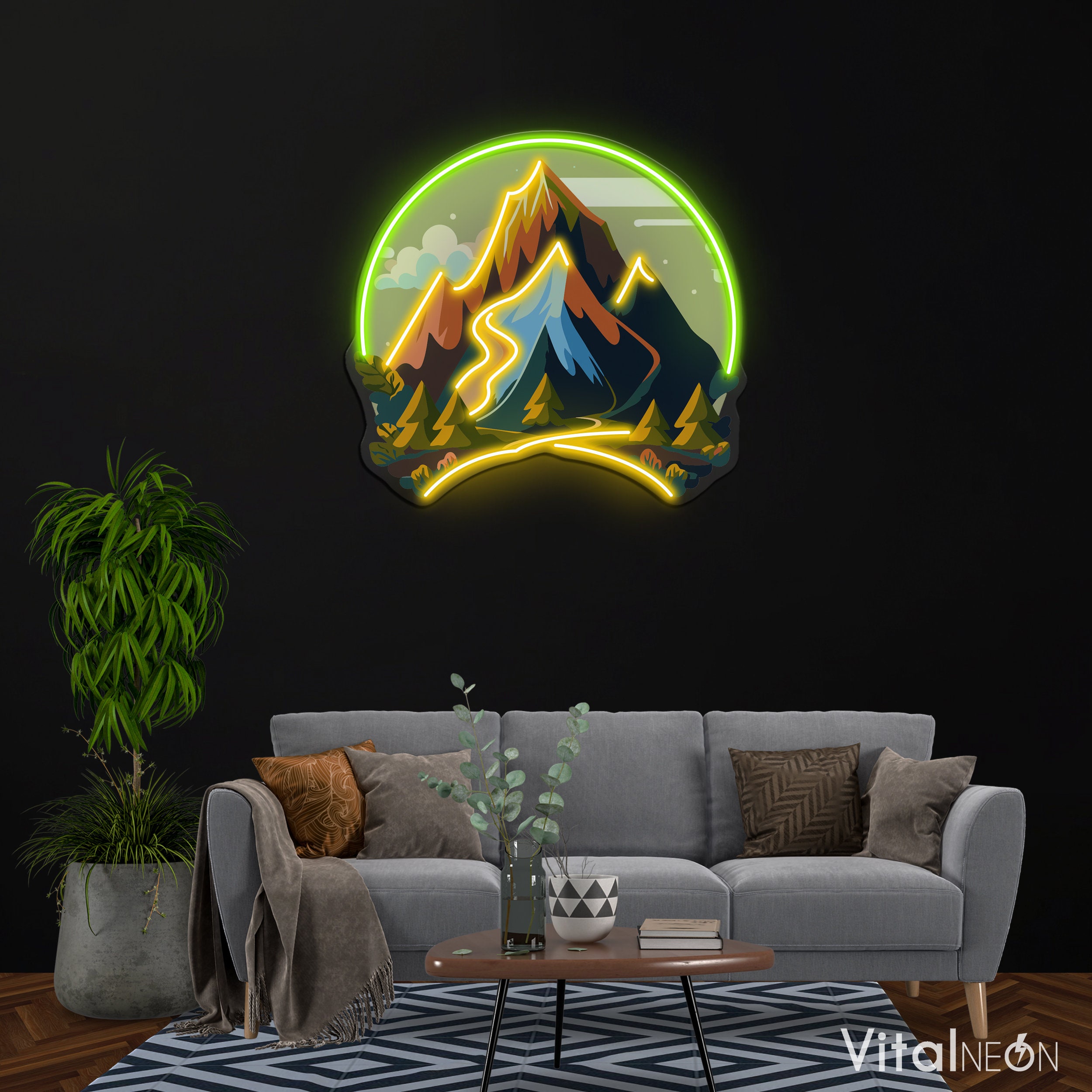 Mountain Led Neon Sign, Neon Light, Room Decor, Wall Hanging, Custom ...