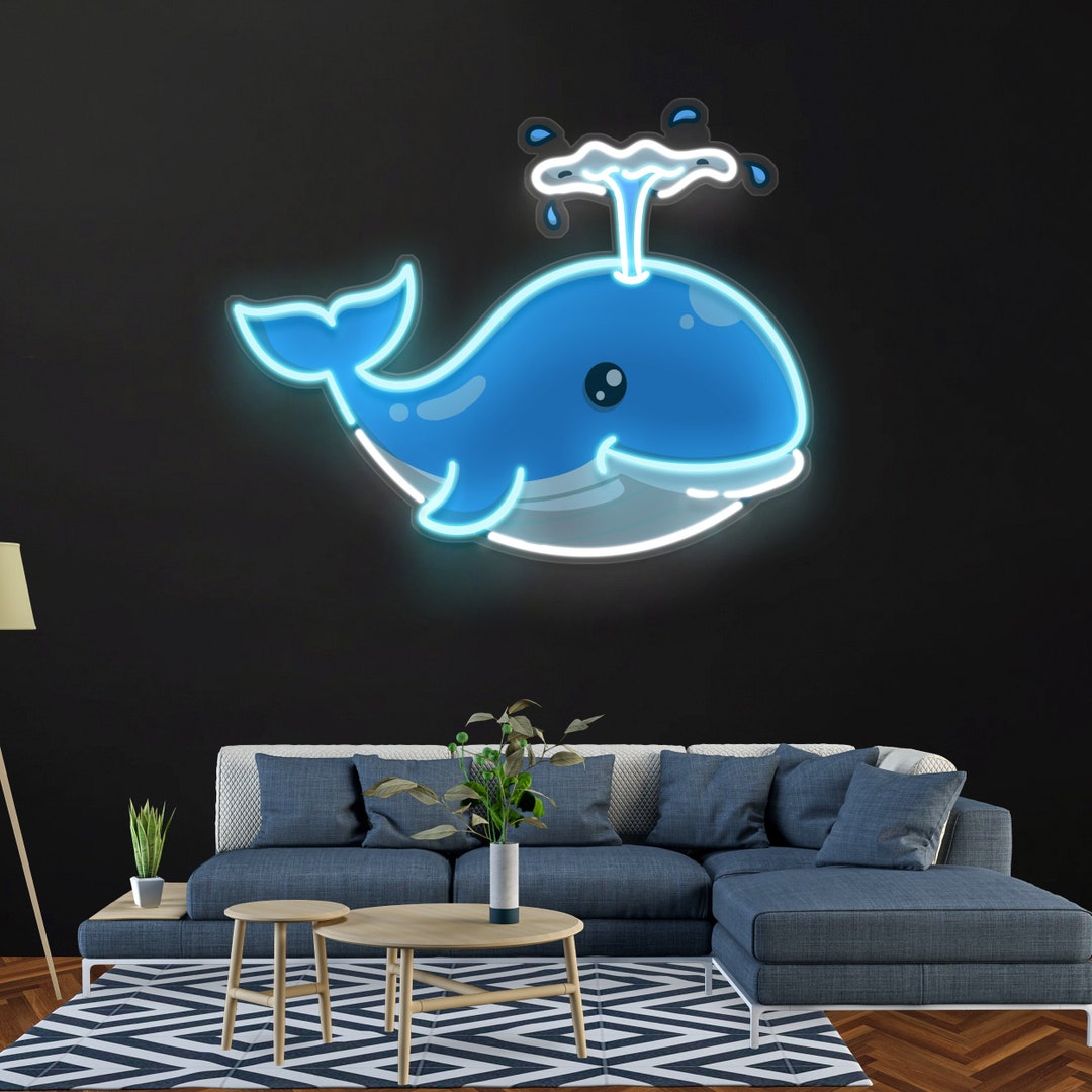 Whale Neon Sign, Whale Led Wall Light, Ocean Animal Neon Wall Art ...