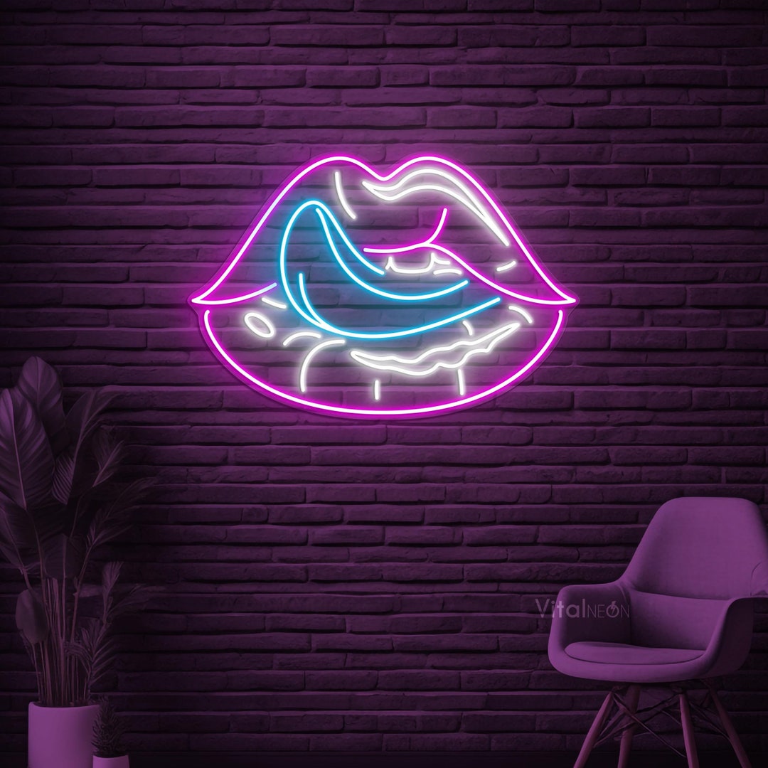 Evil Lips Neon Sign, Lips LED Neon Light, Dripping Lips Wall Decor ...