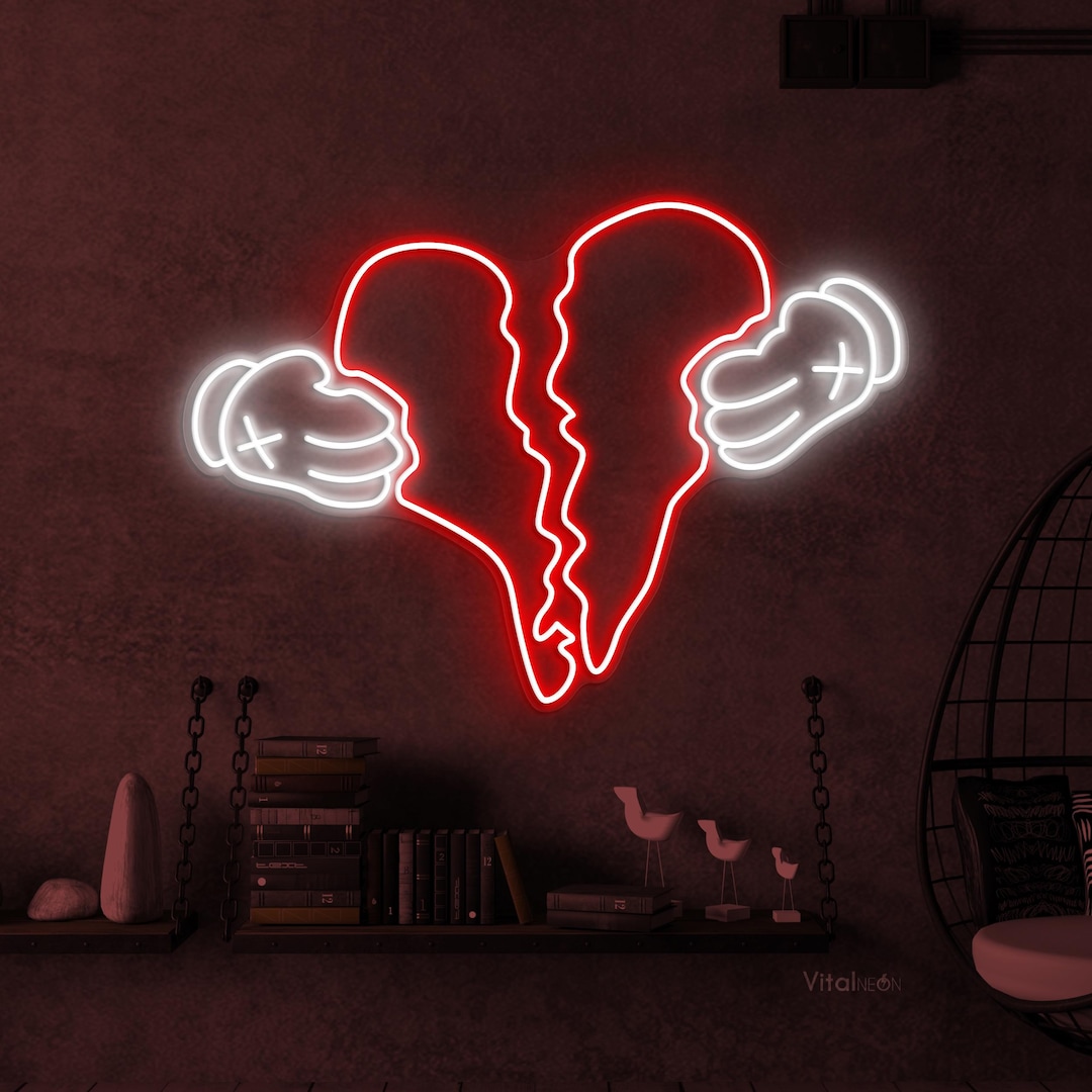 Broken Heart Neon Sign, Broken Heart LED Light, Heartbreak Wall Decor ...