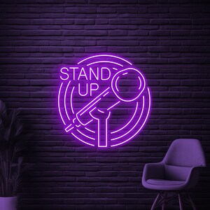Stand up Neon Sign, Stand up LED Light, Stand up Mic Wall Decor, Comedy ...