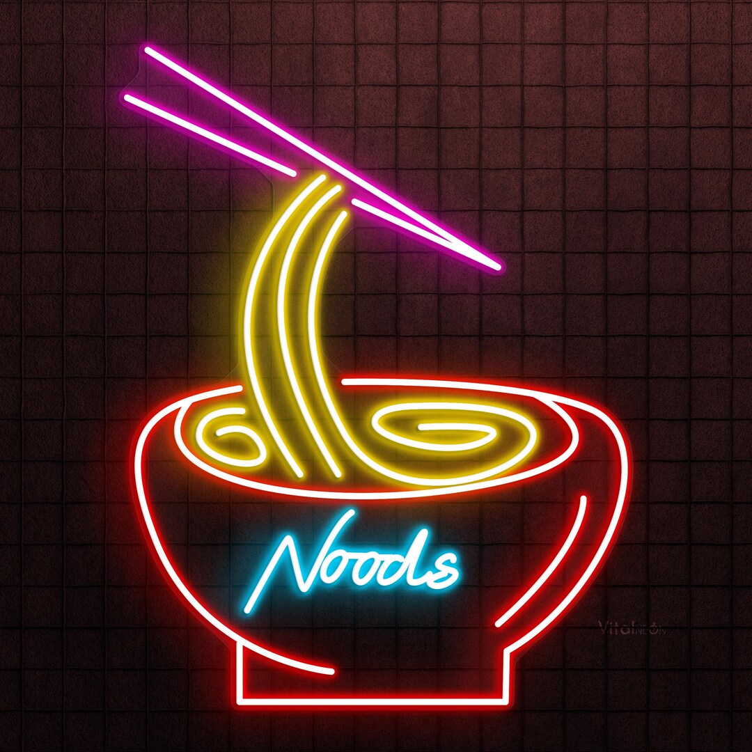 Noodles Neon Sign, Noodle Bowl LED Light, Ramen Wall Decor, Ramen Shop ...