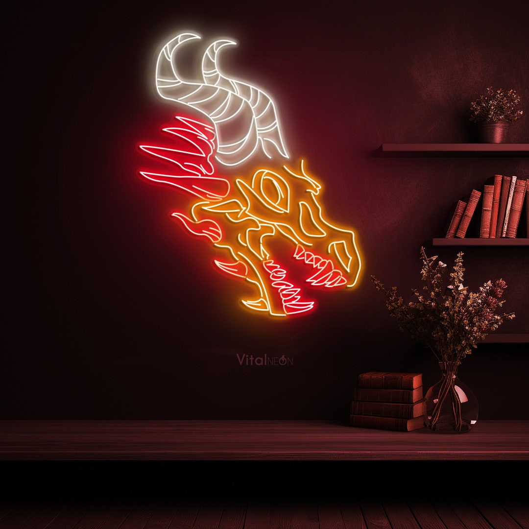 Dinosaur Head Neon Sign, T-rex Dino Skull Home Decor, Tyrannosaurus ...