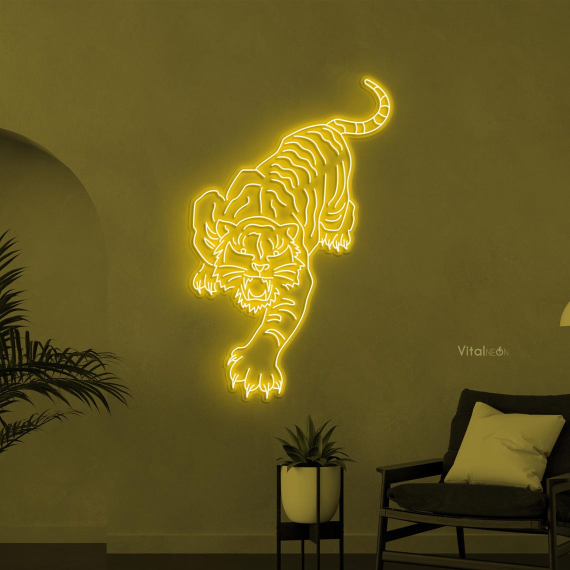 Tiger Neon Sign, Tiger Led Light, Roar Tiger Wall Decor, Animal Wall ...