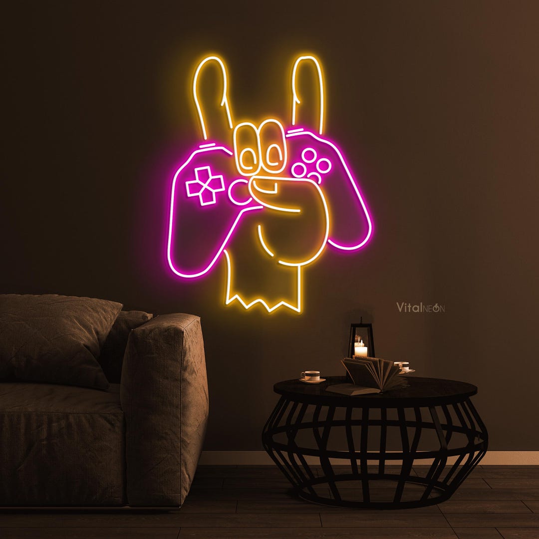 Game Controller Neon Sign, Game Controller in Hand LED Light, Console ...