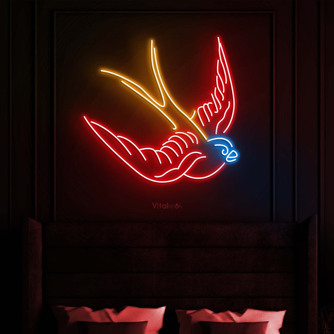 Swallow Neon Light, Flying Bird Neon Sign, Bird Art for Room Decor, Led ...