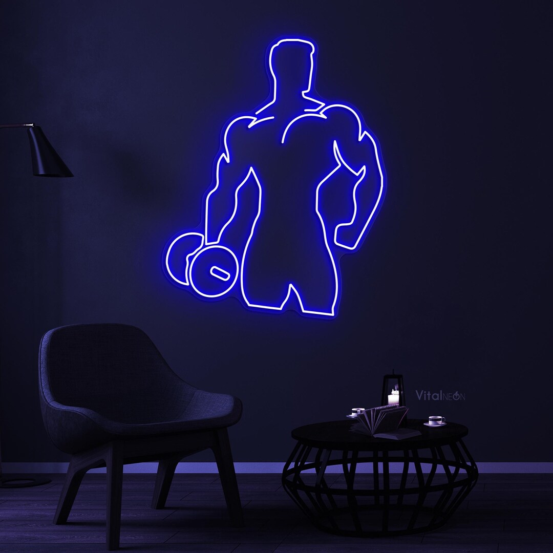 Bodybuilder Neon Sign, Bodybuilder LED Light, Gym Wall Decor, Fitness ...