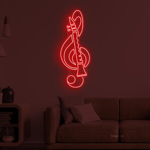 Clarinet Neon Sign, Clarinet LED Light, Clarinet Music Note Wall Art ...
