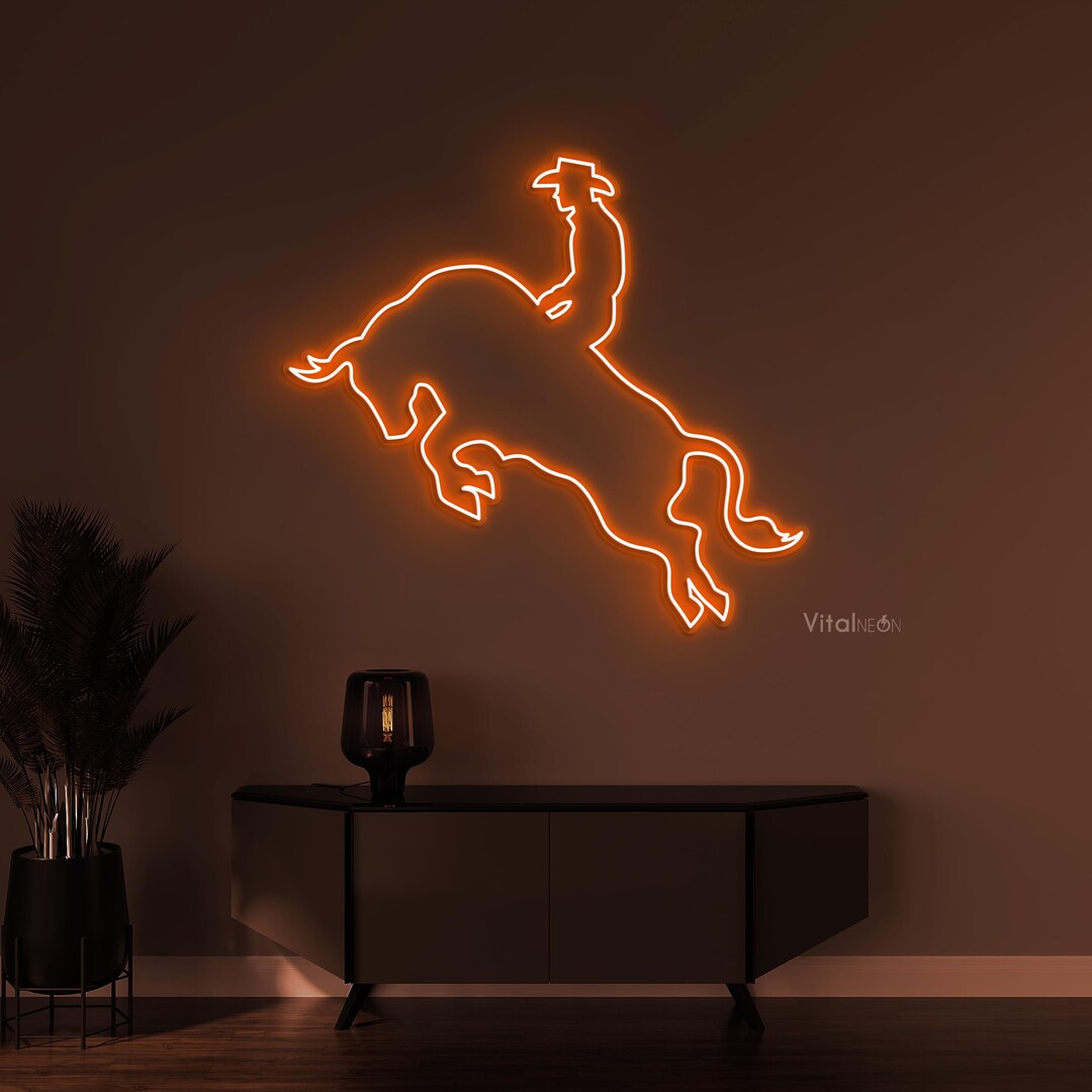 Bull Rider Neon Sign, Bull Rider LED Light, Rodeo Bull Decor, Bull ...