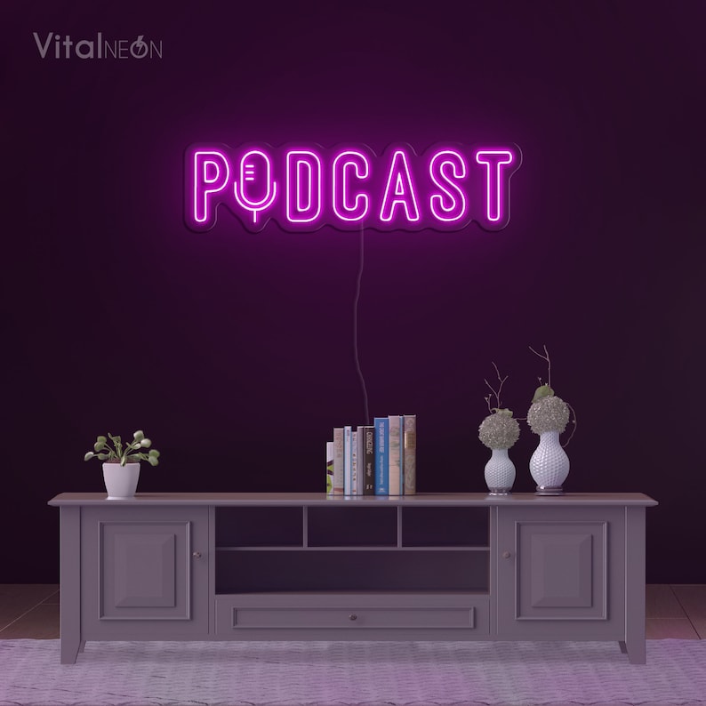 Podcast Neon Sign, LED Wall Decor for Home Studio, Unique Podcasting ...