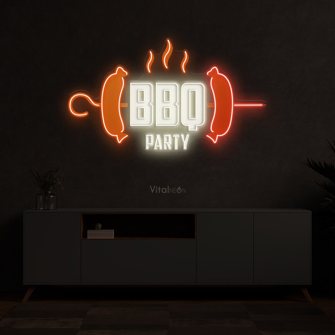 Bbq Party Led Neon Pop Art Sign, Barbecue Neon Sign for Wall Decor, Bar ...